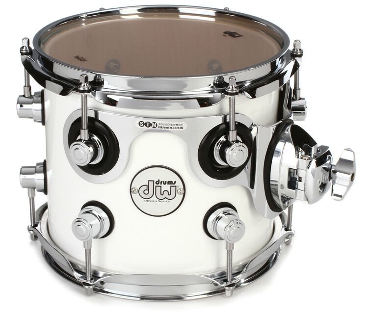 DW Design Series Mounted Tom - 7-inch x 8-inch - Gloss White | Sweetwater