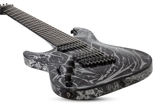 Schecter C-8 MS Silver Mountain Left-Handed - Black and Silver | Sweetwater