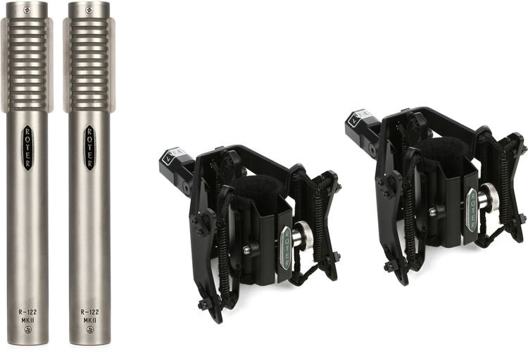 Royer R-122 MKII Active Ribbon Microphone with RSM-SS1 Sling-Shock Shockmount - Matched Pair ...