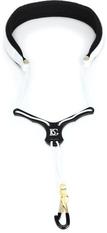 BG S28YBMSH Zen Leather Saxophone Neck Strap - White | Sweetwater