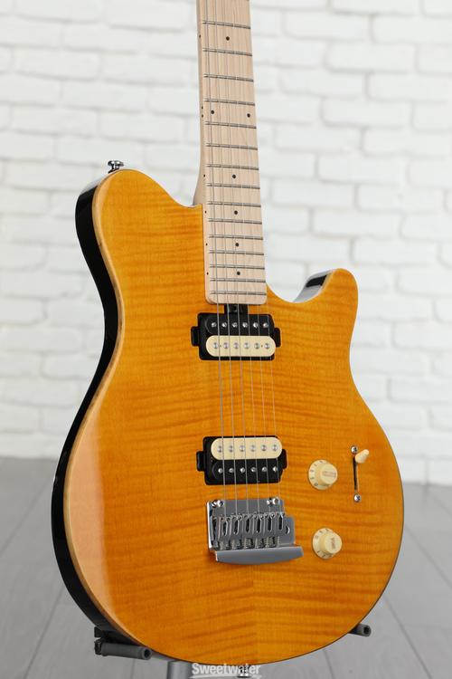 Sterling By Music Man Axis Flame Maple Electric Guitar - Trans Gold | Sweetwater