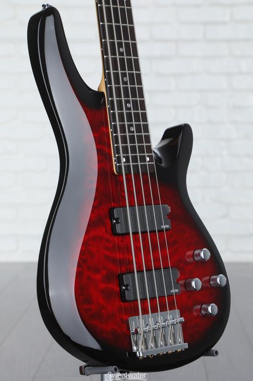 Schecter C-5 Plus 5-string Bass Guitar - See-Thru Cherry Burst | Sweetwater