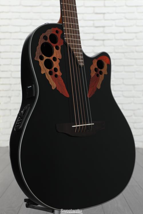 Ovation Elite Celebrity Mid-Depth Acoustic-Electric Guitar - Black ...