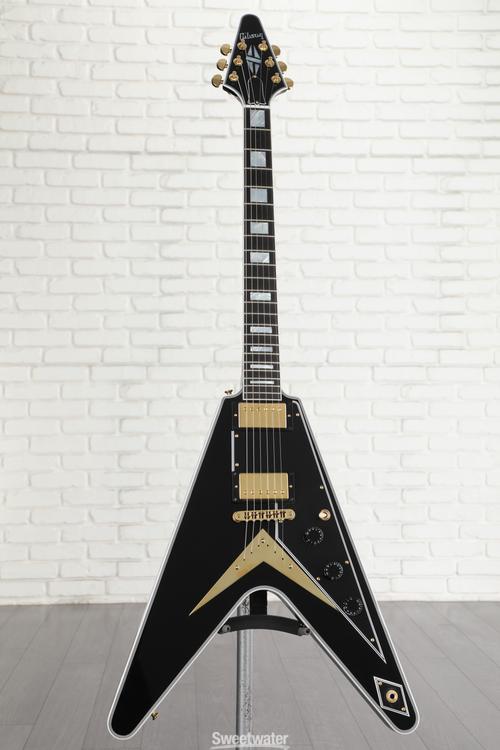 Gibson Custom Flying V Custom - Ebony with Ebony Fingerboard | Sweetwater