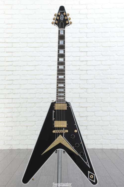 Gibson Custom Flying V Custom - Ebony with Ebony Fingerboard | Sweetwater