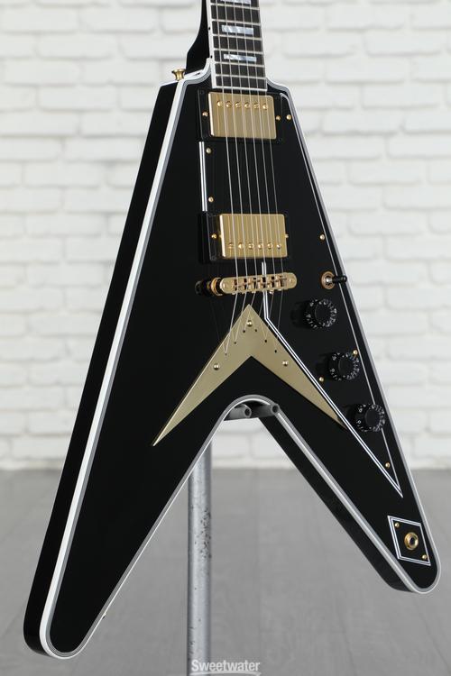 Gibson Custom Flying V Custom - Ebony with Ebony Fingerboard | Sweetwater