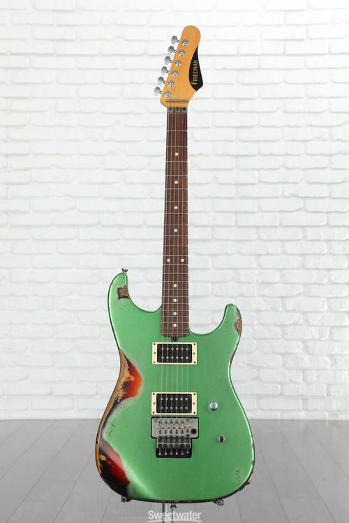 Friedman Cali Aged Electric Guitar - Candy Green over 3-tone Sunburst ...
