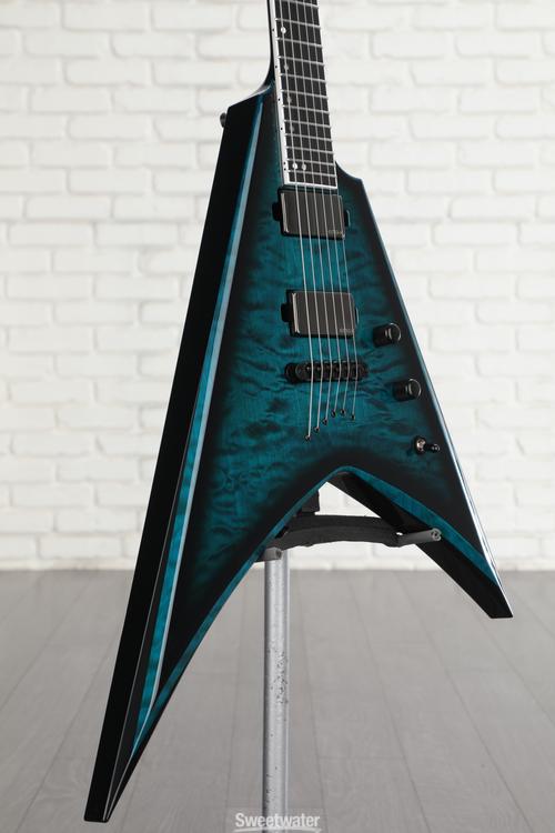 ESP USA V-II Quilted Maple Limited Edition - Black Aqua Sunburst ...