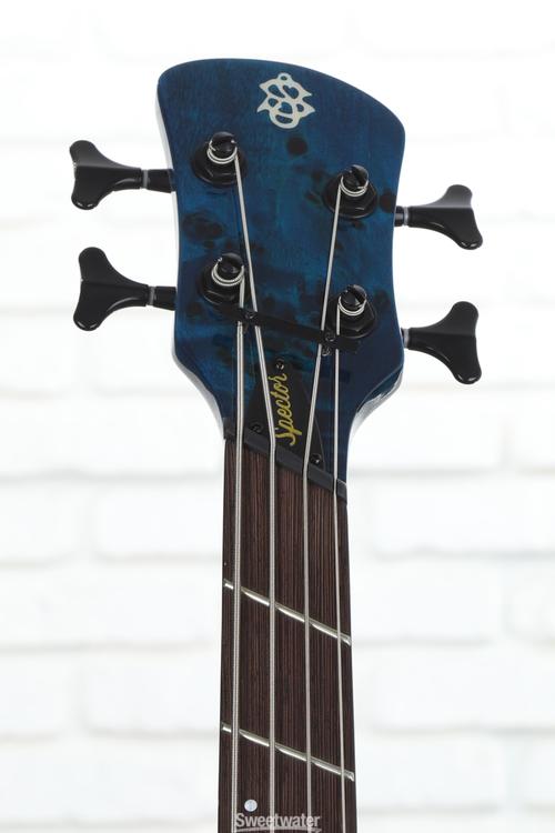 Spector NS Dimension 4 Bass Guitar - Black and Blue Gloss | Sweetwater