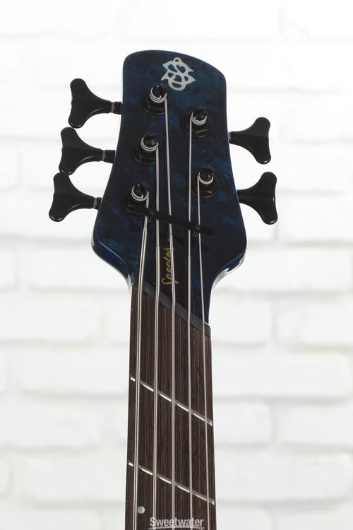 Spector NS Dimension 5 Bass Guitar - Black and Blue Gloss | Sweetwater