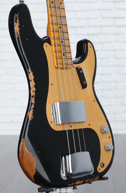 Fender Custom Shop '58 Precision Bass Heavy Relic - Aged Black | Sweetwater
