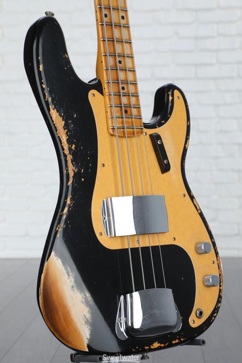 Fender Custom Shop '58 Precision Bass Heavy Relic - Aged Black | Sweetwater