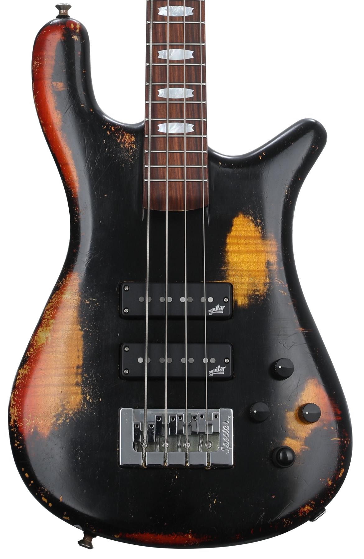 Spector USA NS-2 Kelly's Relic Bass Guitar - Black over Sunburst Nitro ...