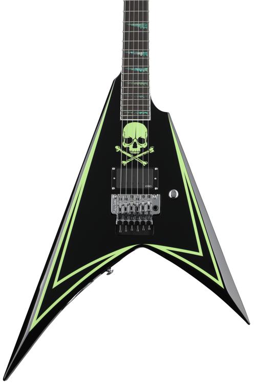 ESP LTD ALEXI-600 GREENY - Black with Green Skull & Stripe | Sweetwater