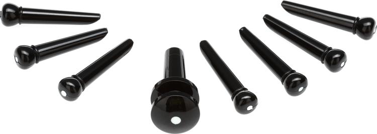 D'Addario Plastic Bridge Pins (set of 6) with End Pin - Ebony with ...