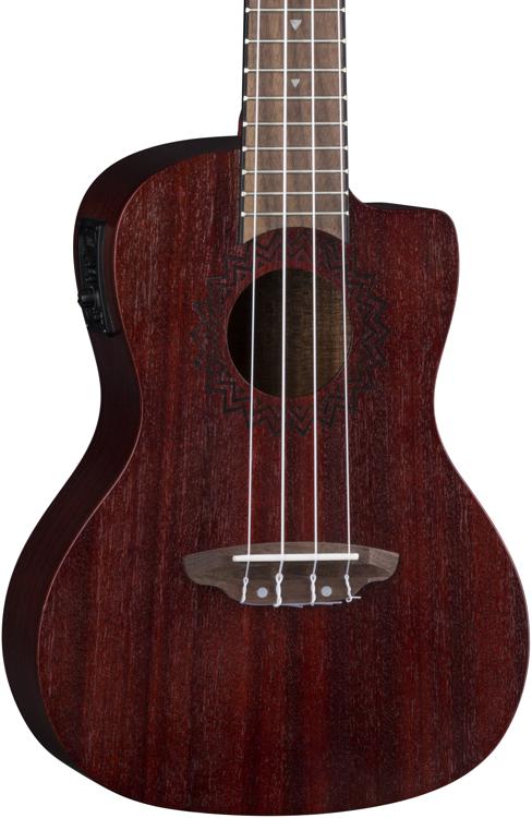 Luna Vintage Mahogany Concert Cutaway Ukulele A/E - Red Satin | Sweetwater