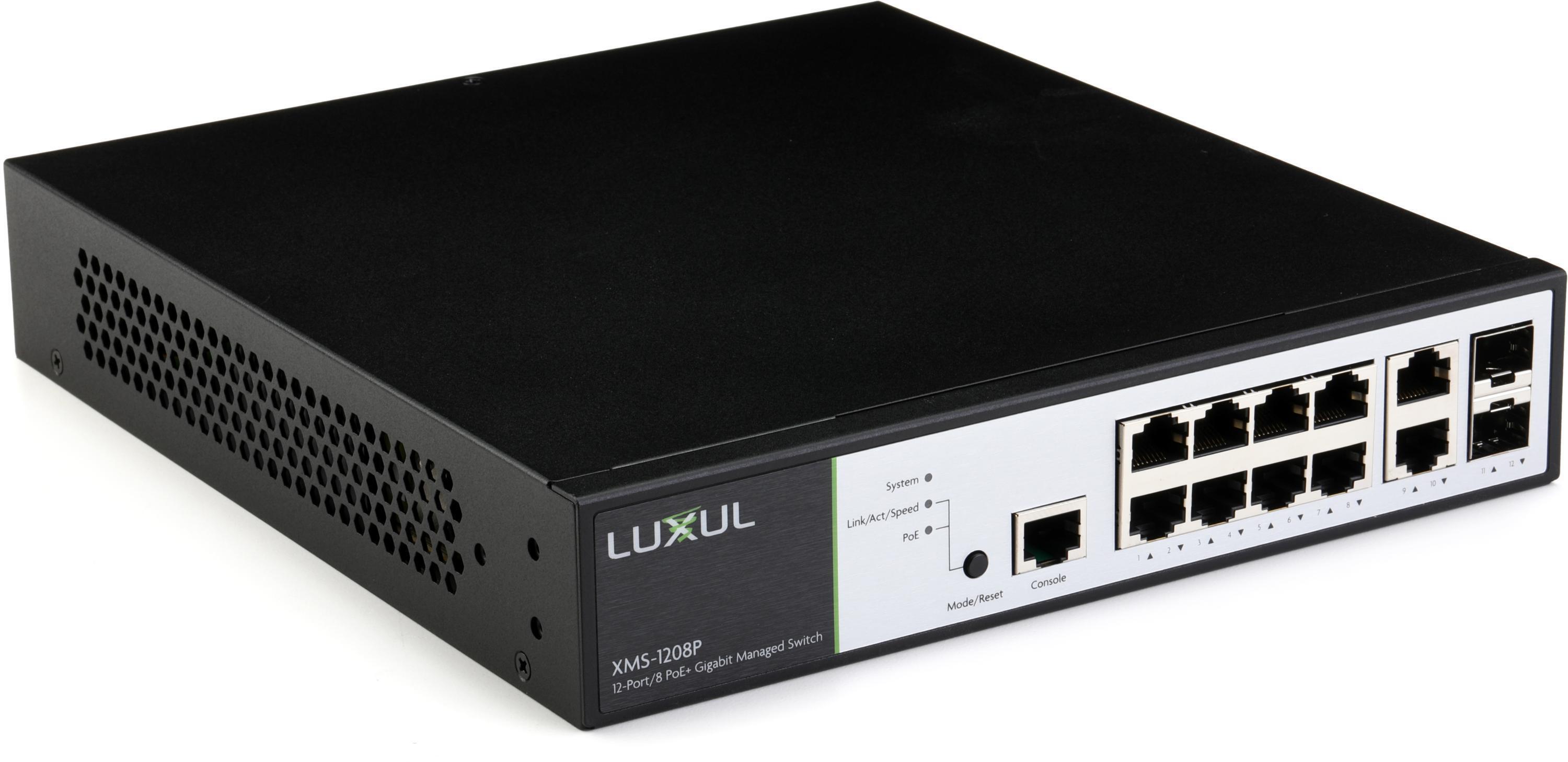 Luxul XMS-1208P 12-port/8 PoE+ Rackmount Gigabit Managed Switch ...