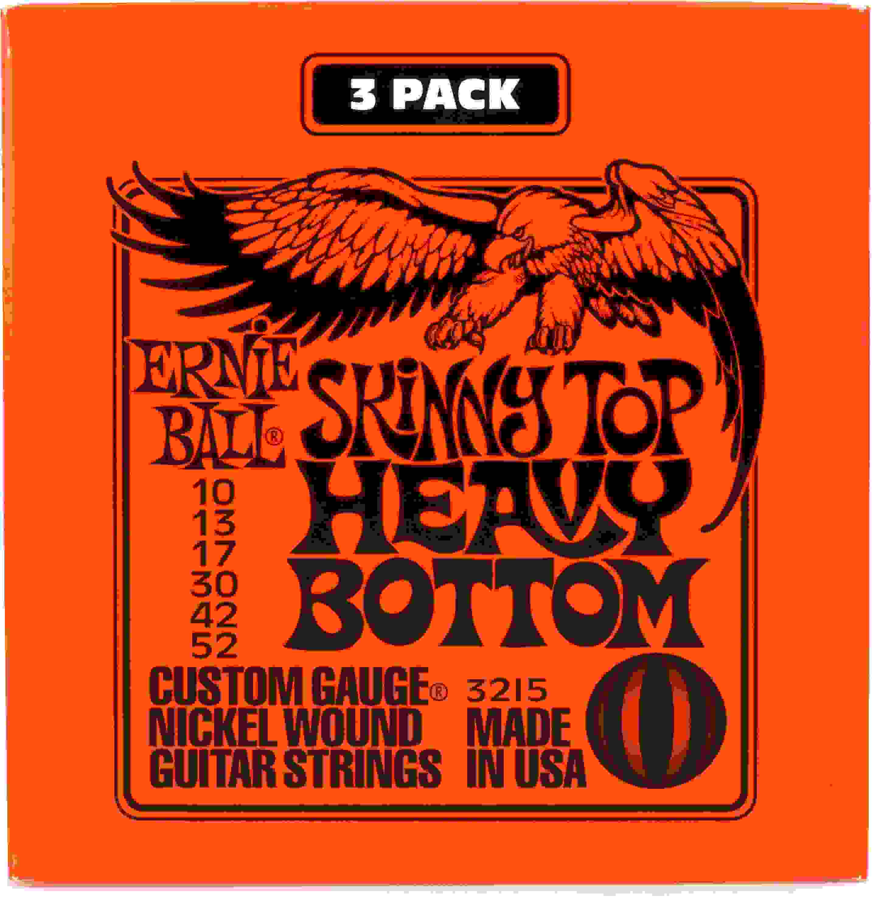 Ernie Ball 3215 Skinny Top Heavy Bottom Slinky Nickel Wound Electric Guitar Strings - .010-.052 ...