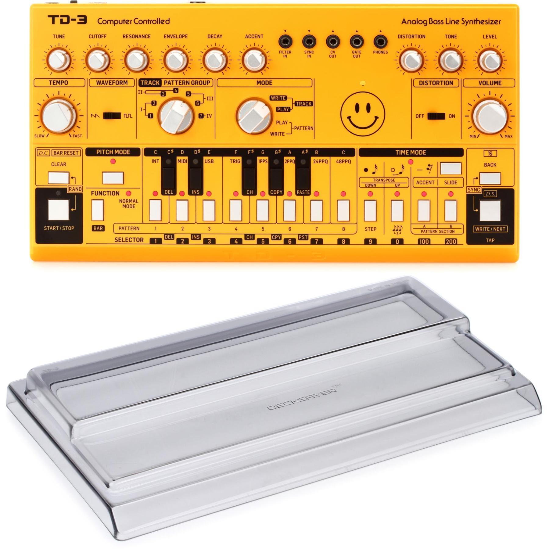 Behringer TD-3-Yellow Analog Bass Line Synthesizer with Decksaver Cover ...