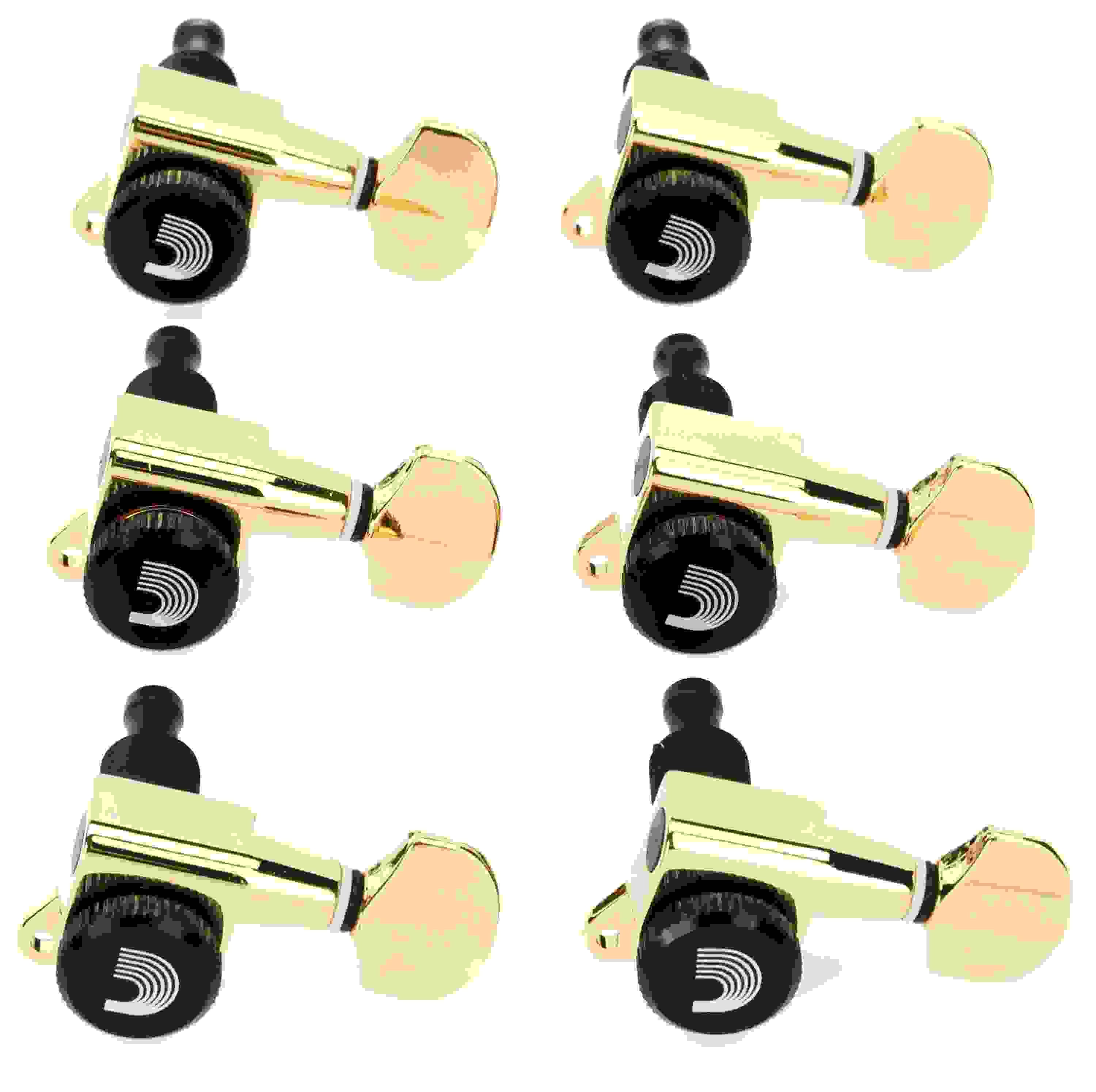 D'Addario Auto-Trim Locking Tuning Machines - 6 In-line - Gold | Sweetwater