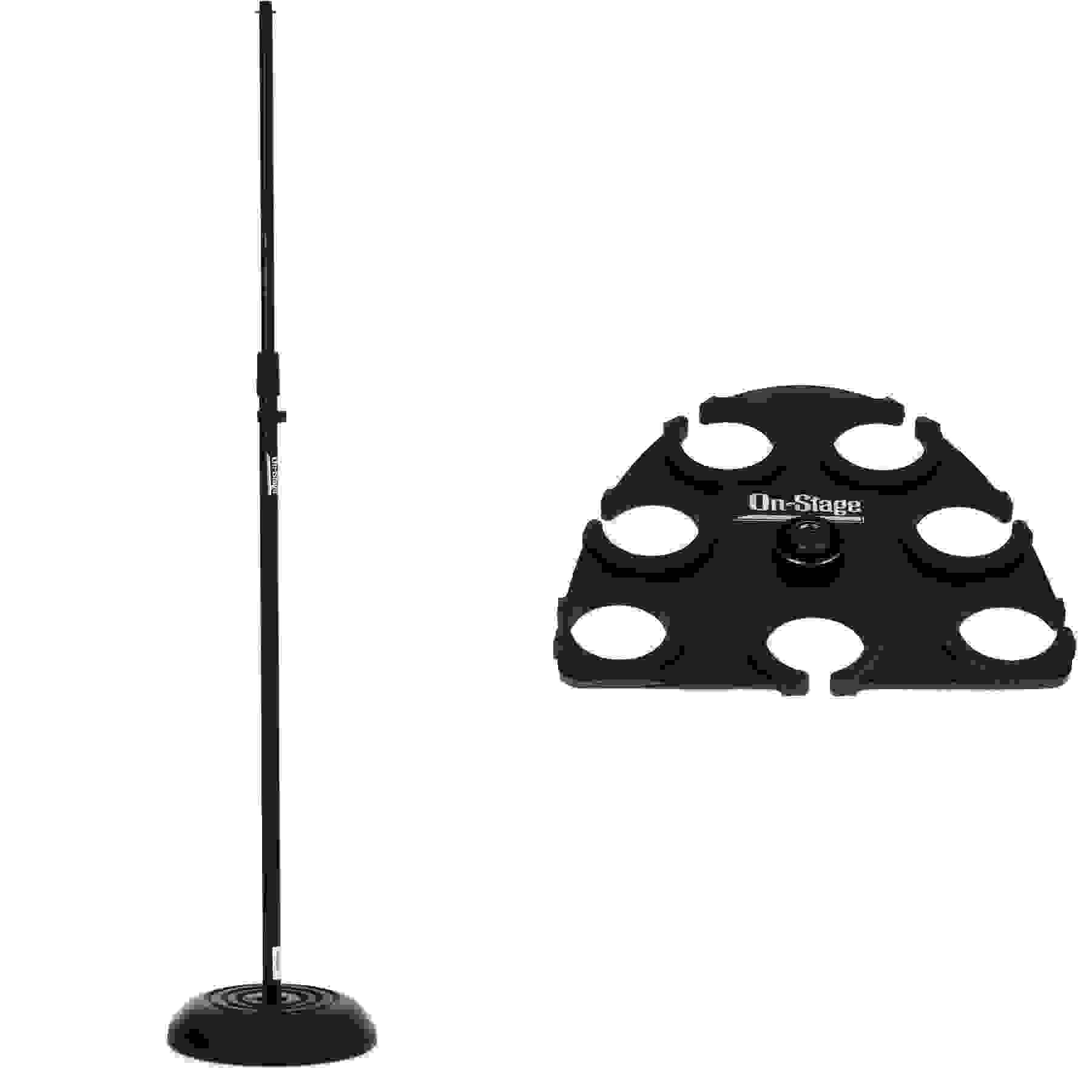 On-Stage MS7201B Round Base Microphone Stand and Multi-Mic Holder ...