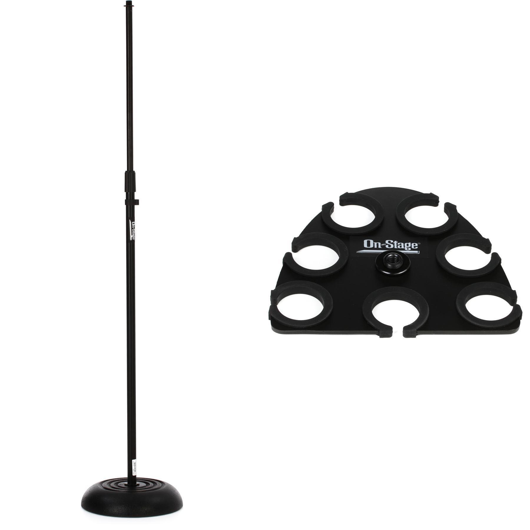 On-Stage MS7201B Round Base Microphone Stand and Multi-Mic Holder ...