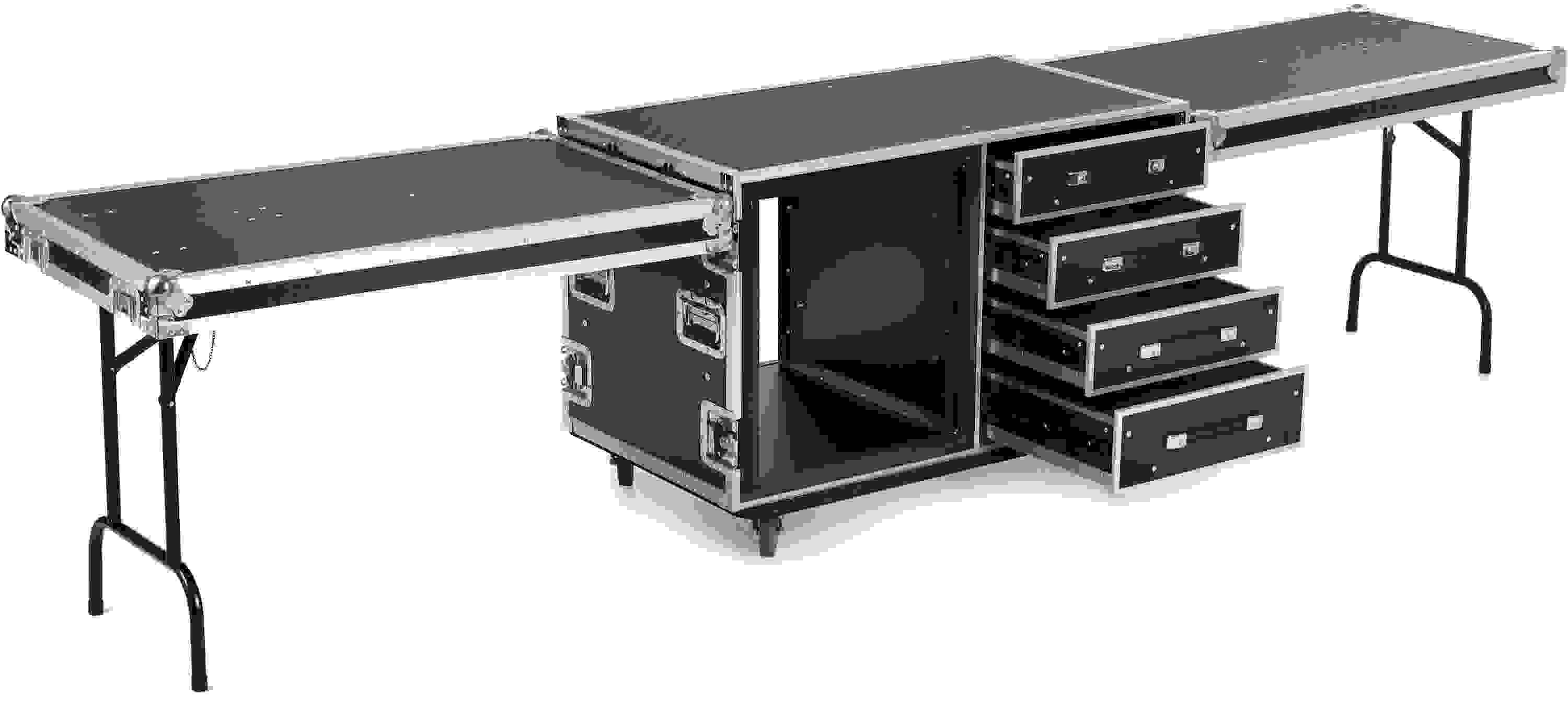 ProX 12U4DTW Workstation Case with Dual Side Tables and Drawer Storage ...