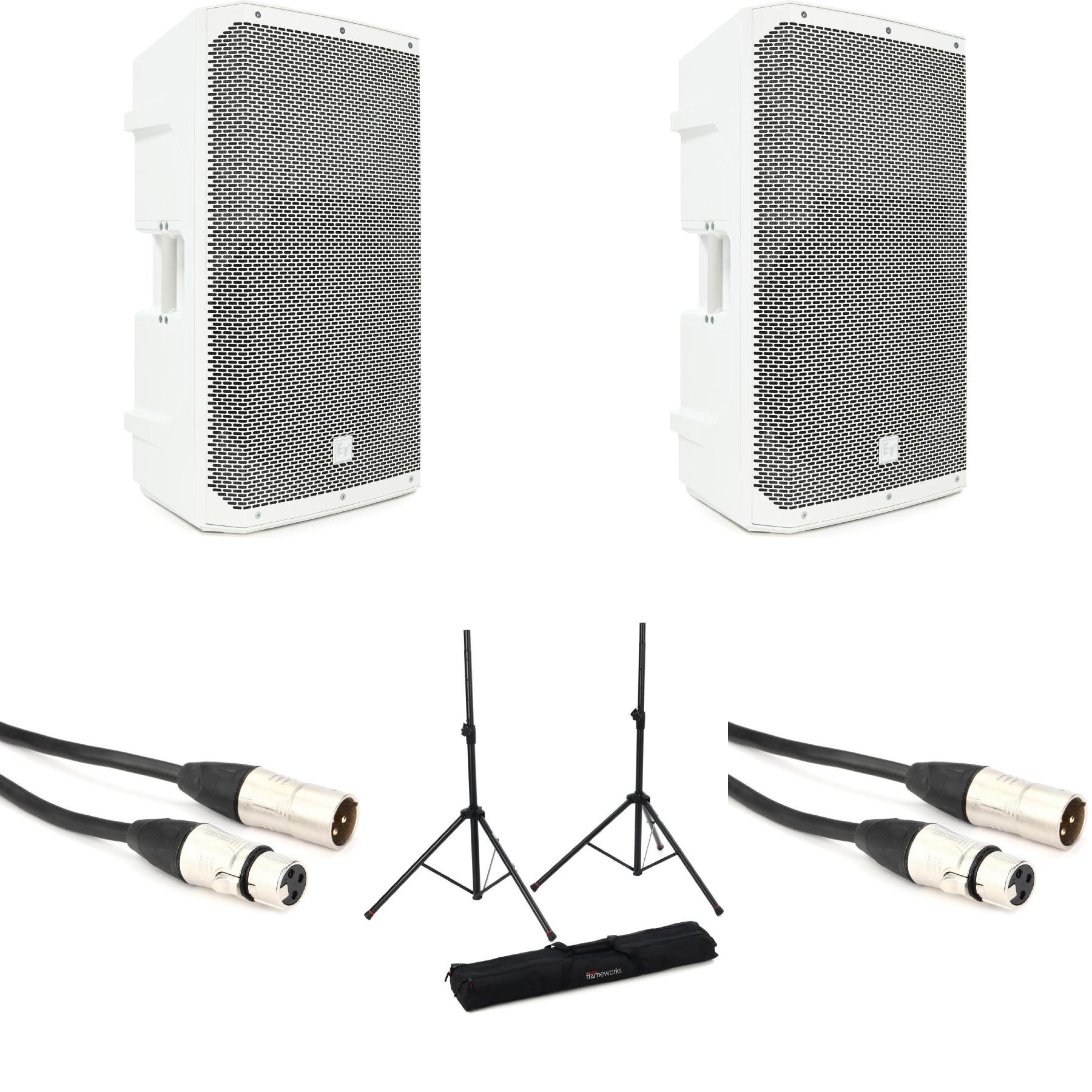 Electro-Voice ELX200-15P 15-inch Powered Speakers with Stands and Cables - White | Sweetwater