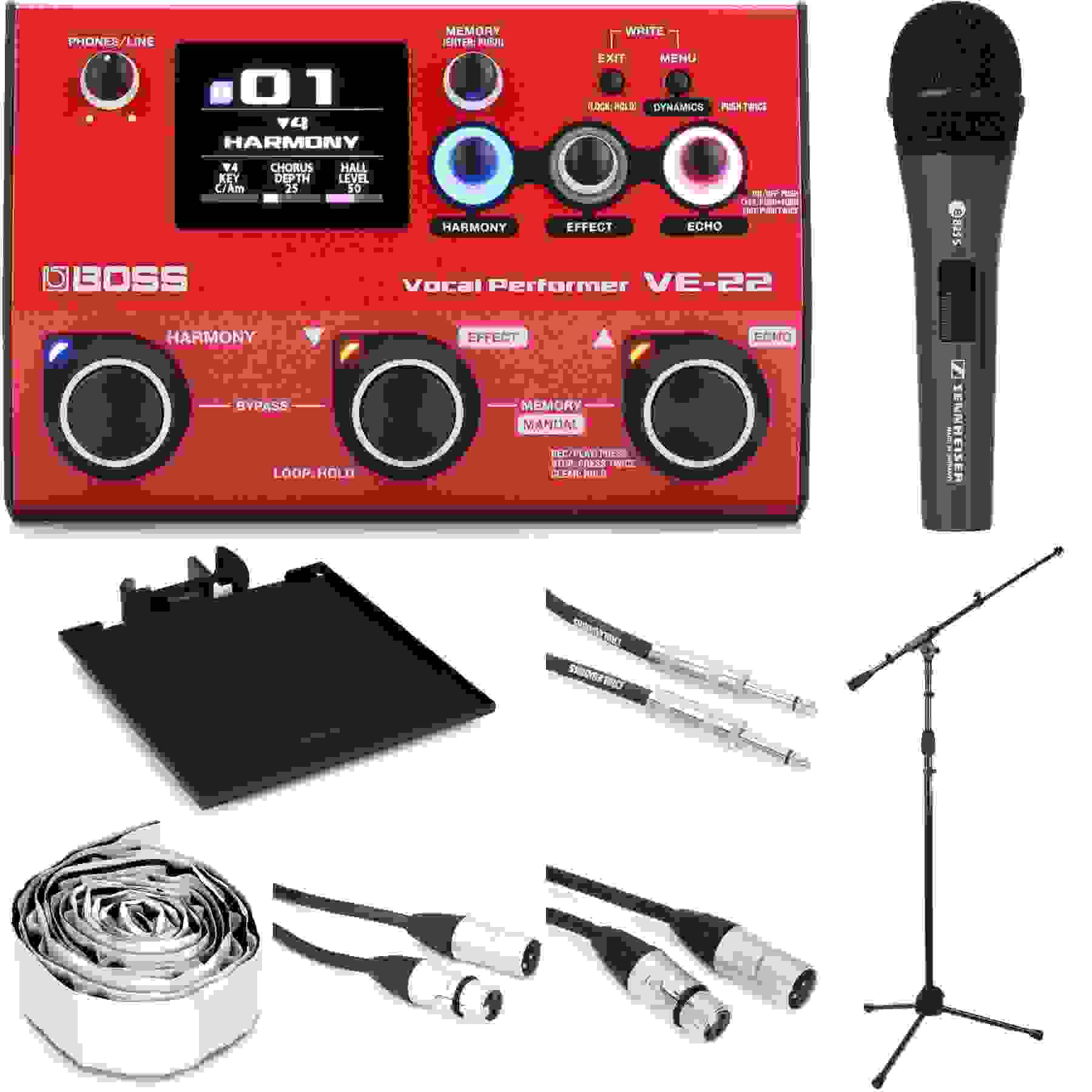 Boss VE-22 Vocal Effects and Looper Pedal Performance Bundle | Sweetwater