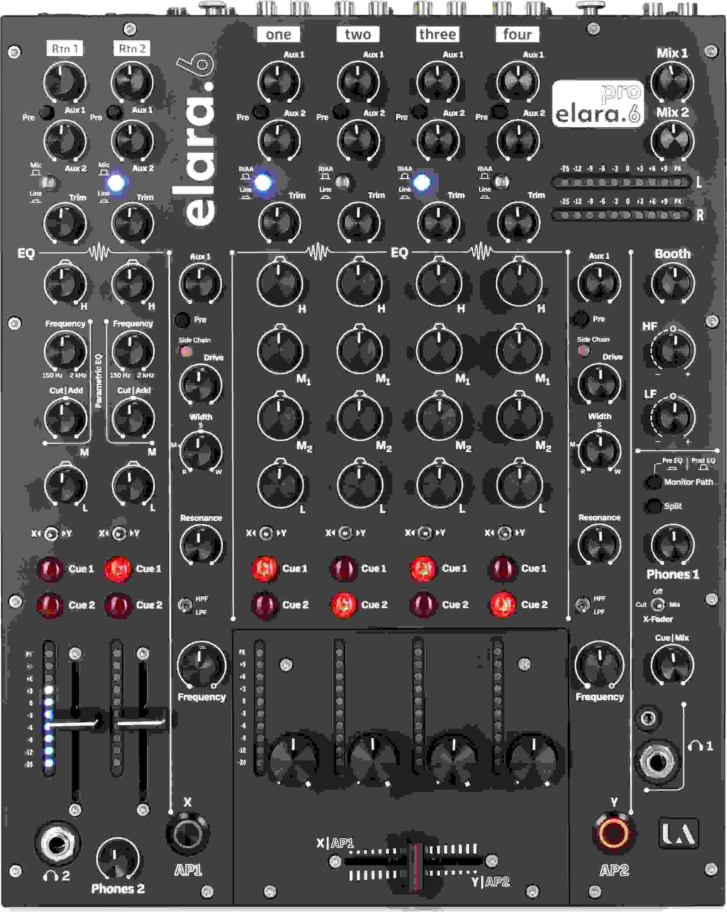 Union Audio elara.6 Pro 6-channel Rotary Analog DJ Mixer - Black | Sweetwater
