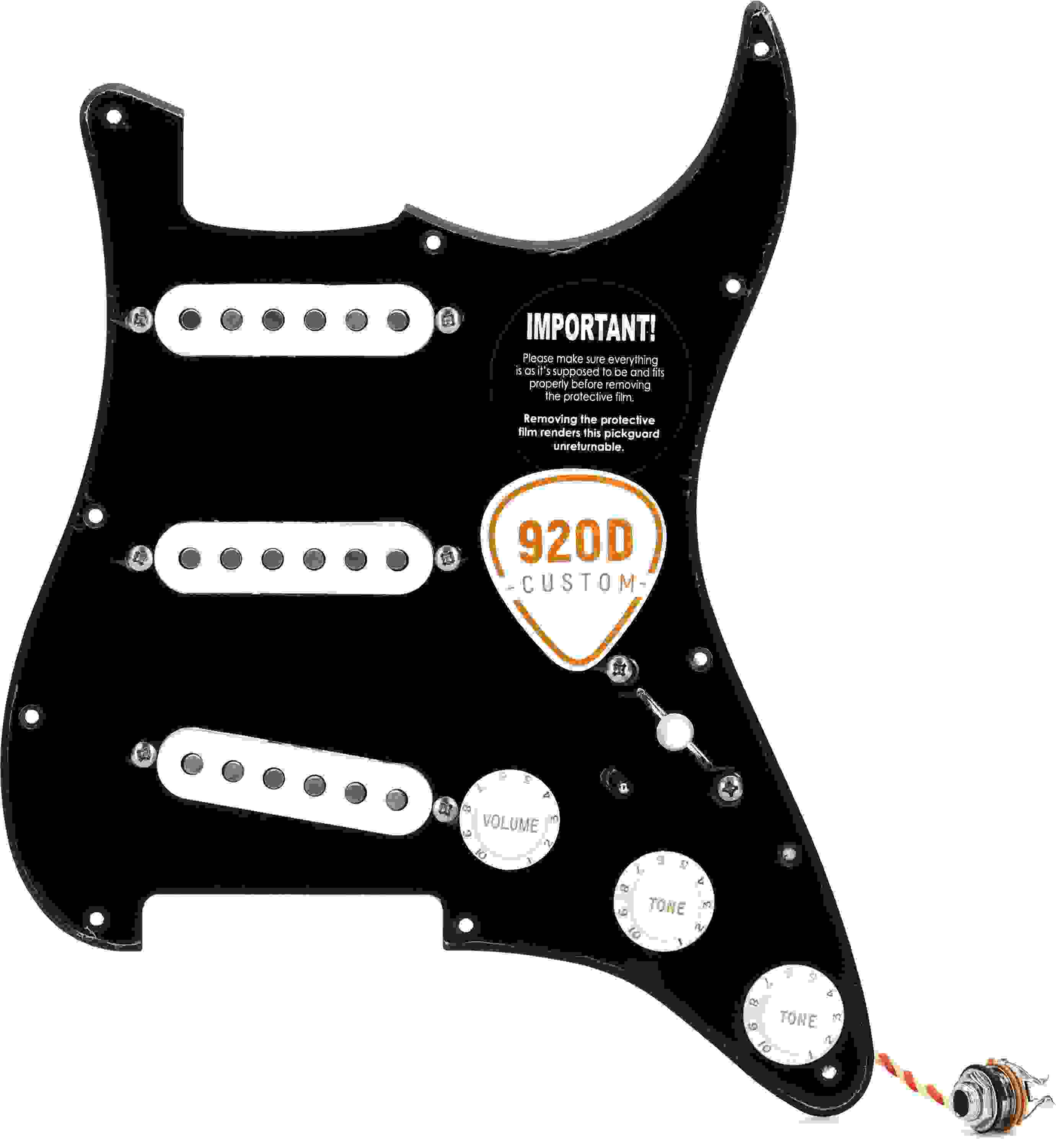 920D Custom Stratocaster DG Loaded Pickguard - Black/White | Sweetwater