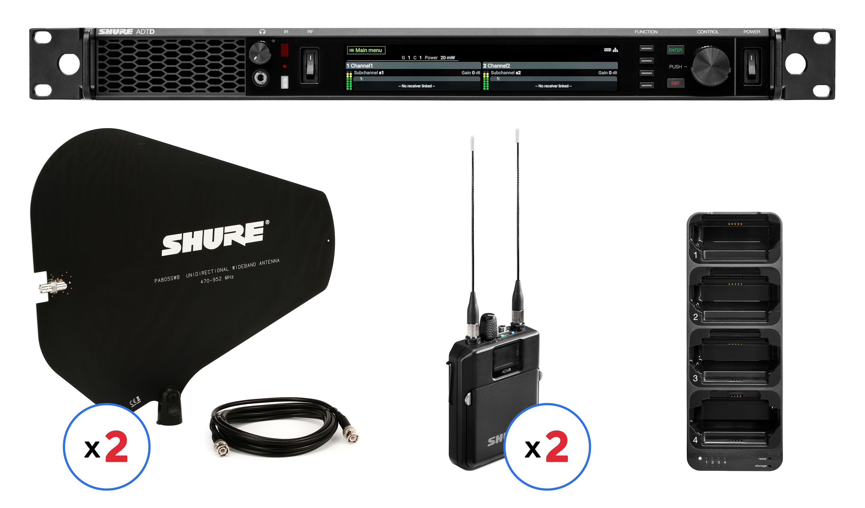 Shure ADTD Axient Digital PSM Wireless Dual System - G57 Band (470-608MHz) | Sweetwater