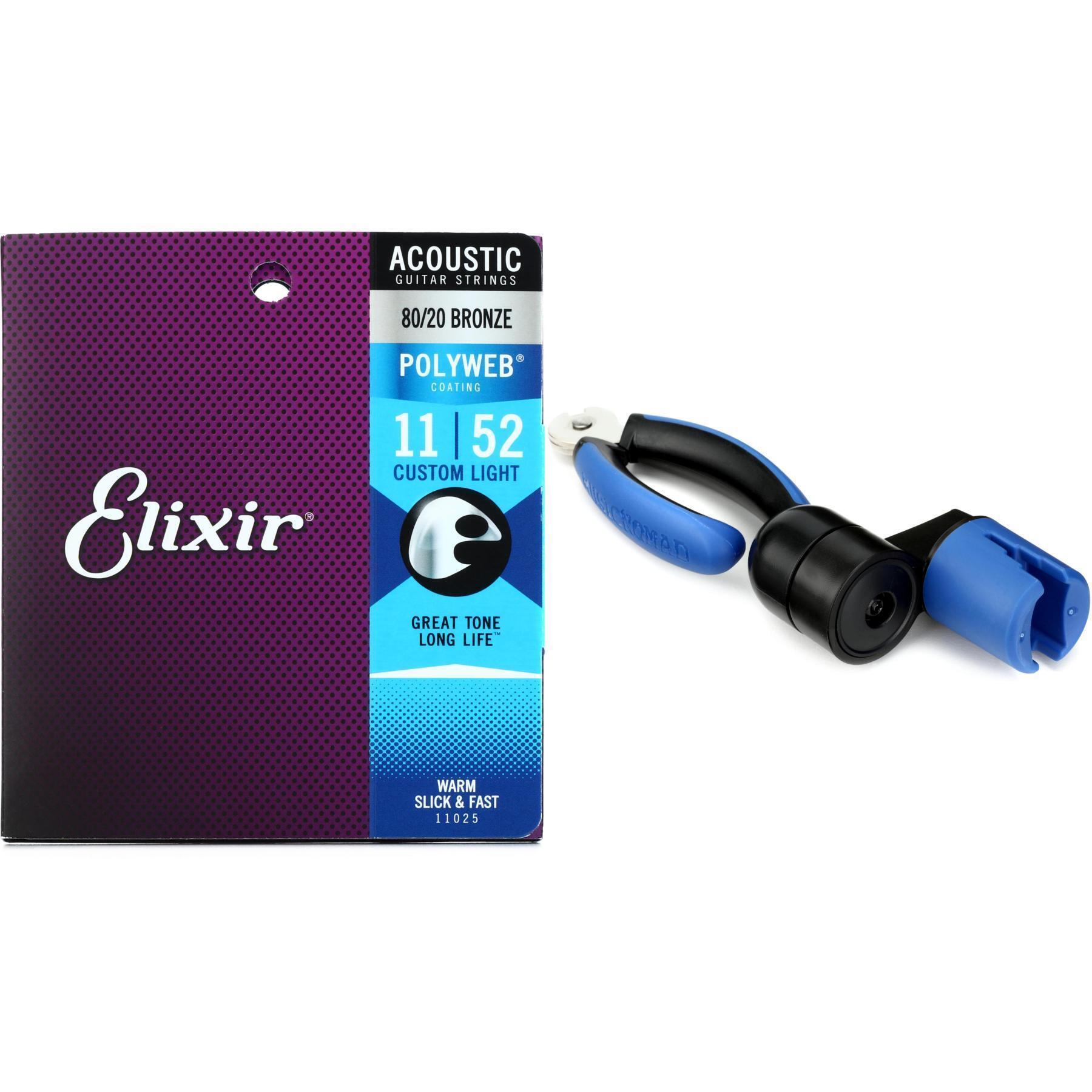 Elixir Strings 11025 Polyweb 80/20 Bronze Acoustic Guitar Strings with ...