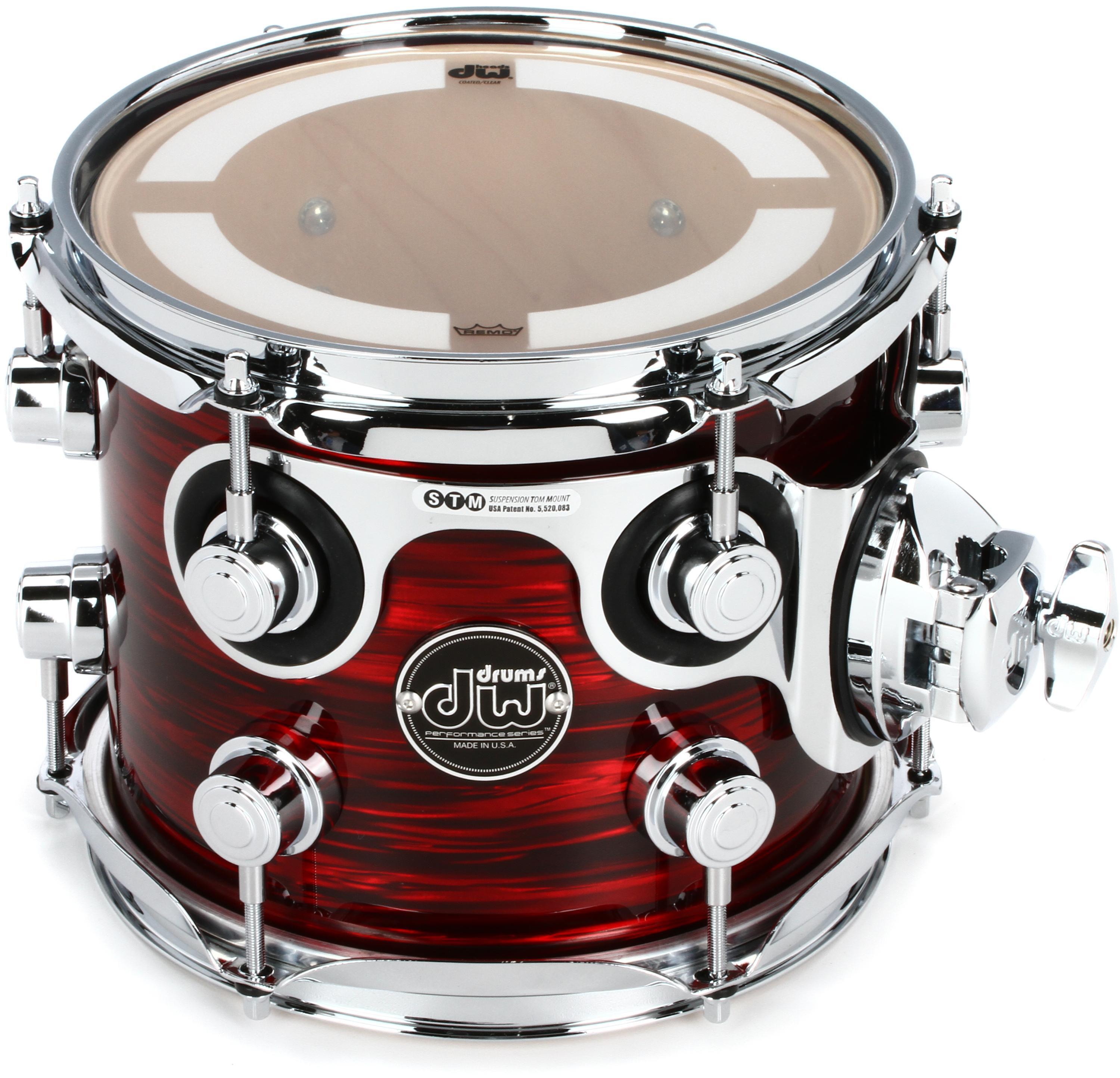 DW Performance Series Mounted Tom - 7 x 8 inch - Antique Ruby Oyster ...