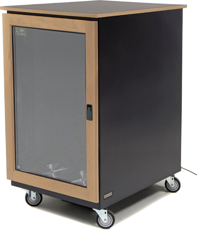 Argosy IsoBox PRO 18RU Rack - Textured Black with Red Oak Trim, Left ...