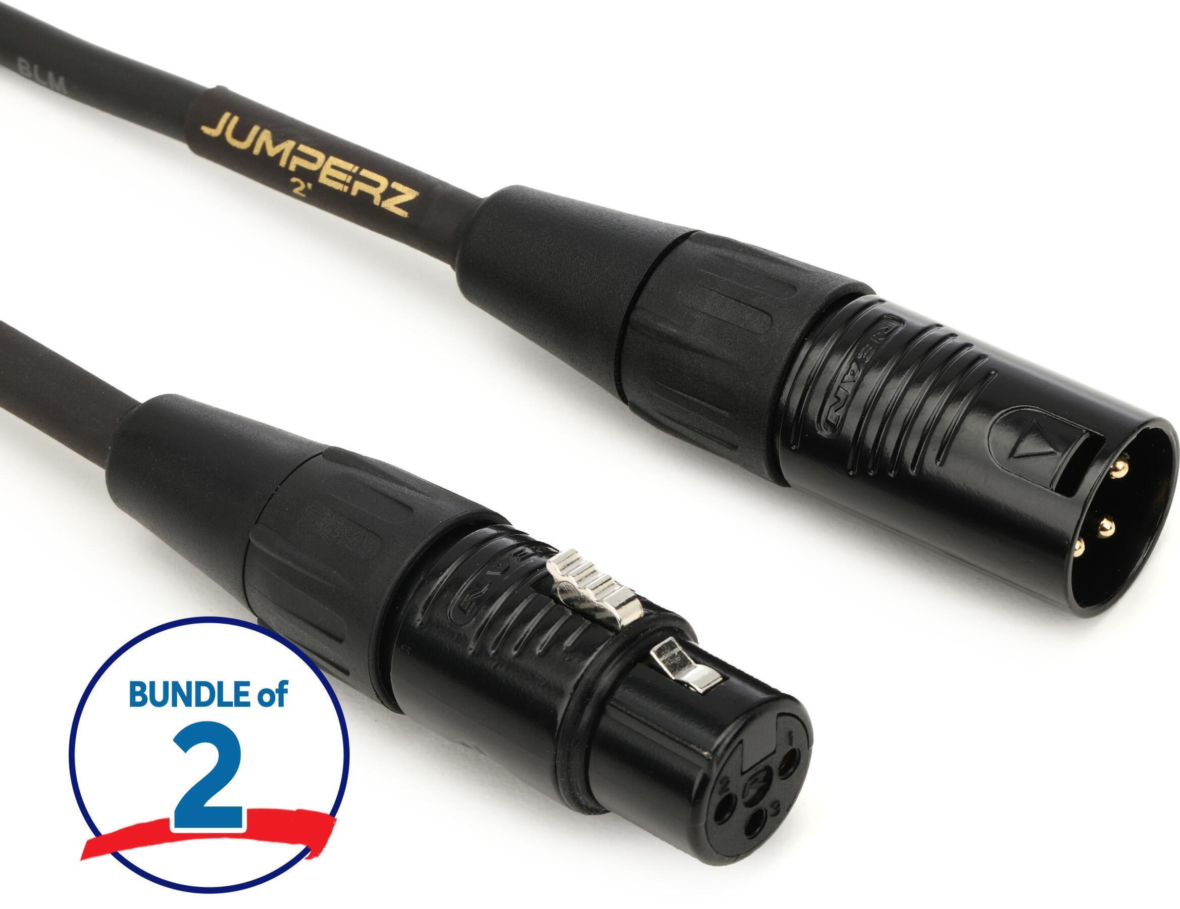 JUMPERZ JGM-2 Gold Microphone Cable - 2 foot (2-Pack) | Sweetwater