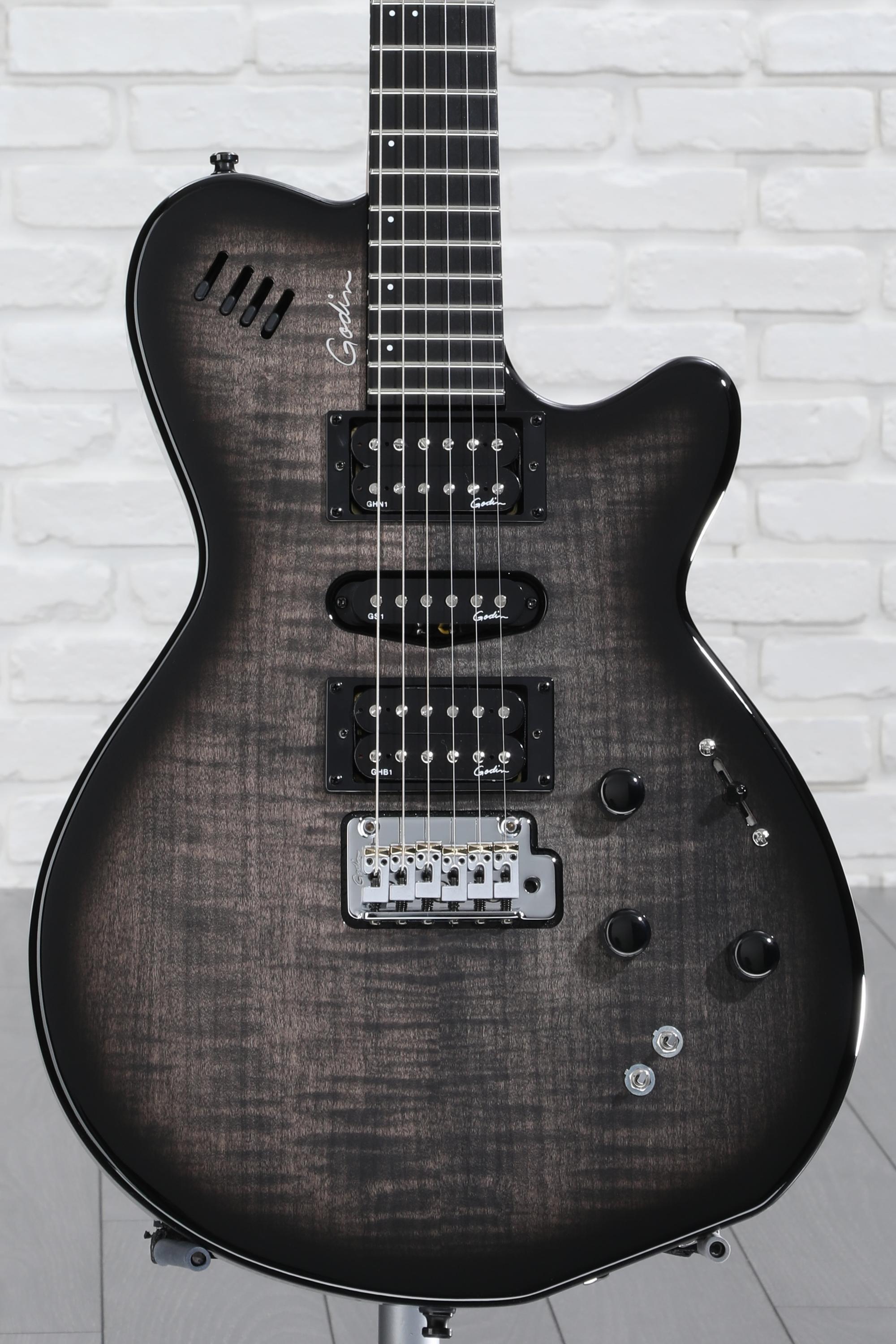 Godin xtSA Multi-Voice Electric Guitar - Trans Black | Sweetwater