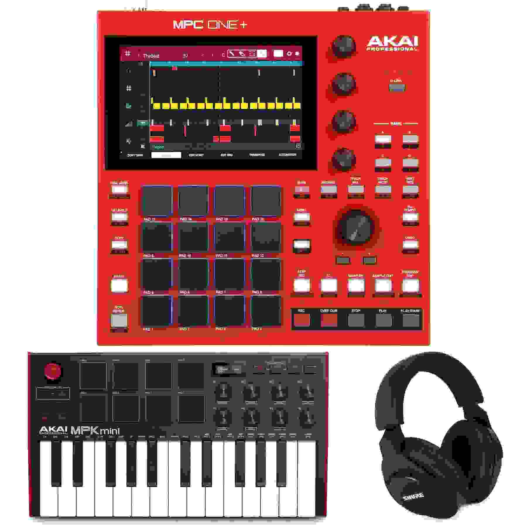 Akai Professional MPC One+ Standalone Sampler and Sequencer with Red Keyboard Contoller and ...