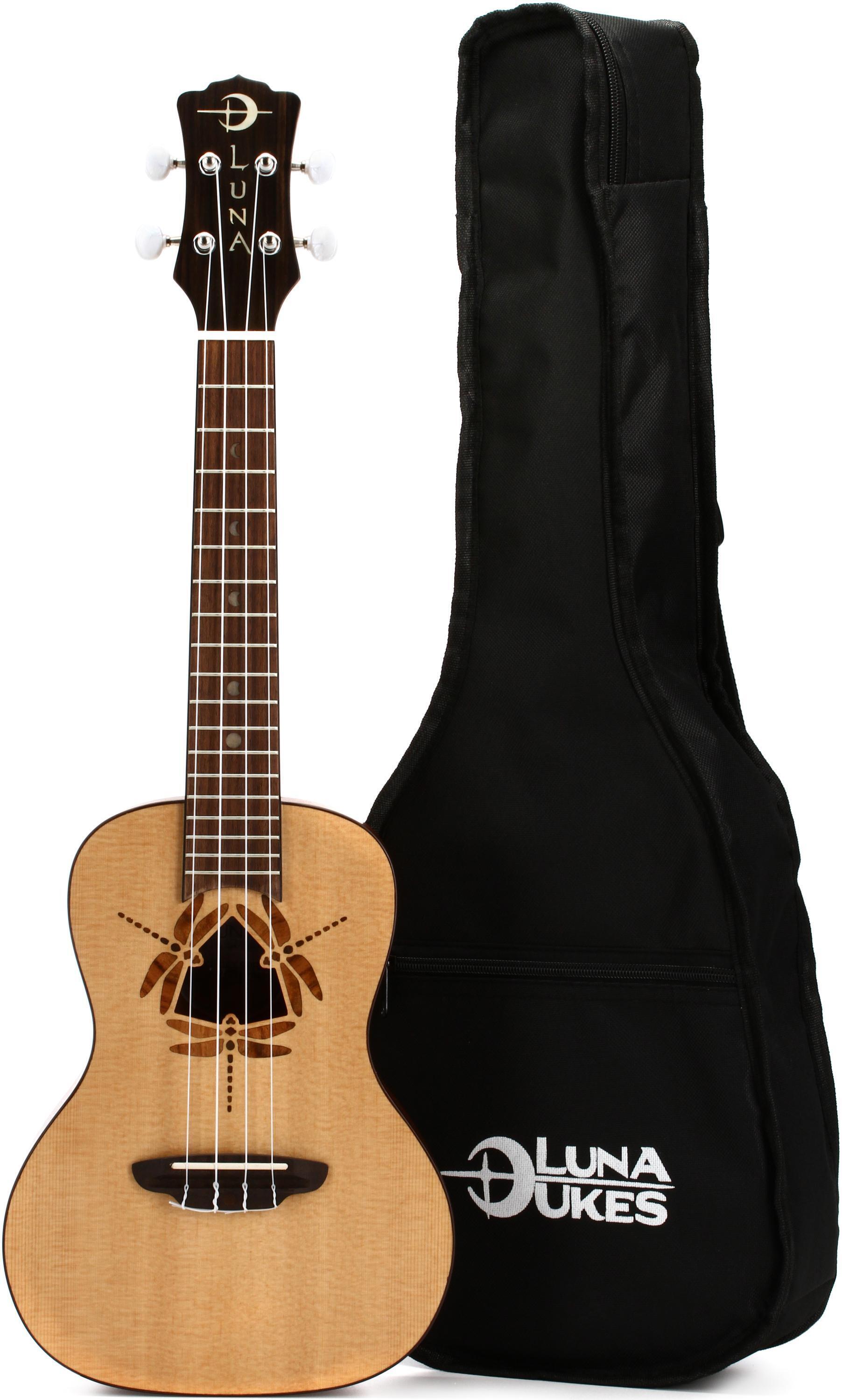 Luna Dragonfly Solid Spruce Concert Ukulele - Satin Natural | Sweetwater
