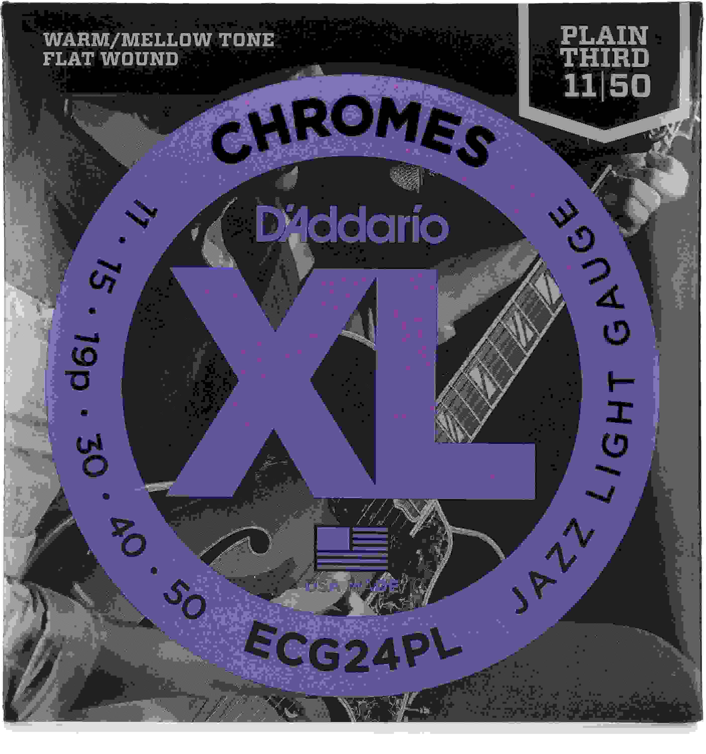 D'Addario XL Chromes Flatwound Electric Guitar Strings - .011-.050 Jazz ...