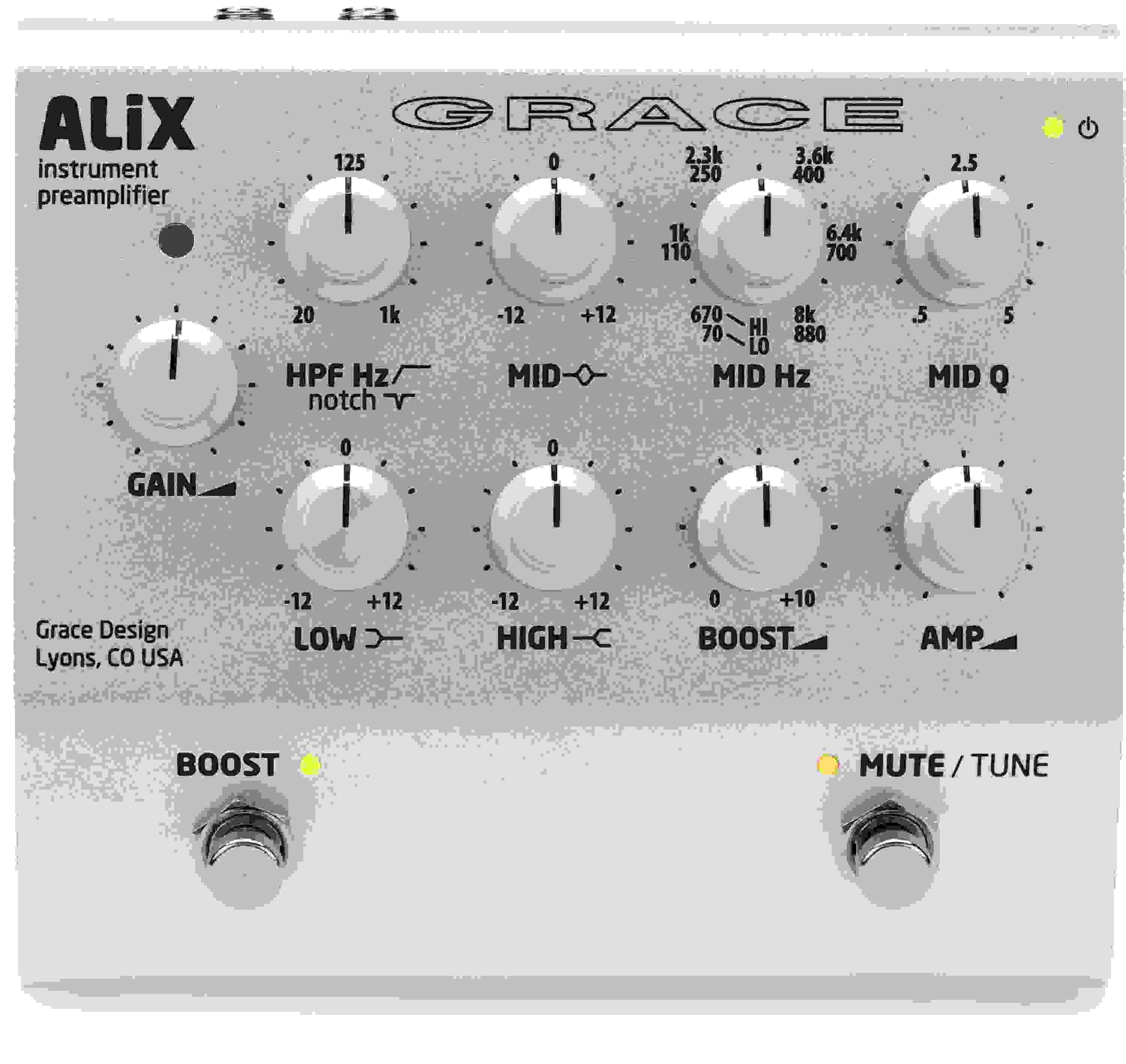 Grace Design ALiX Acoustic Instrument Preamp / EQ / DI / Boost Pedal ...