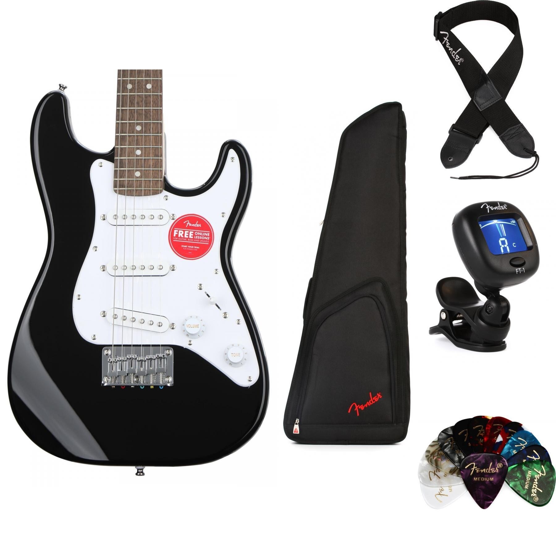 Squier Mini Strat Essentials Bundle - Black with Indian Laurel ...