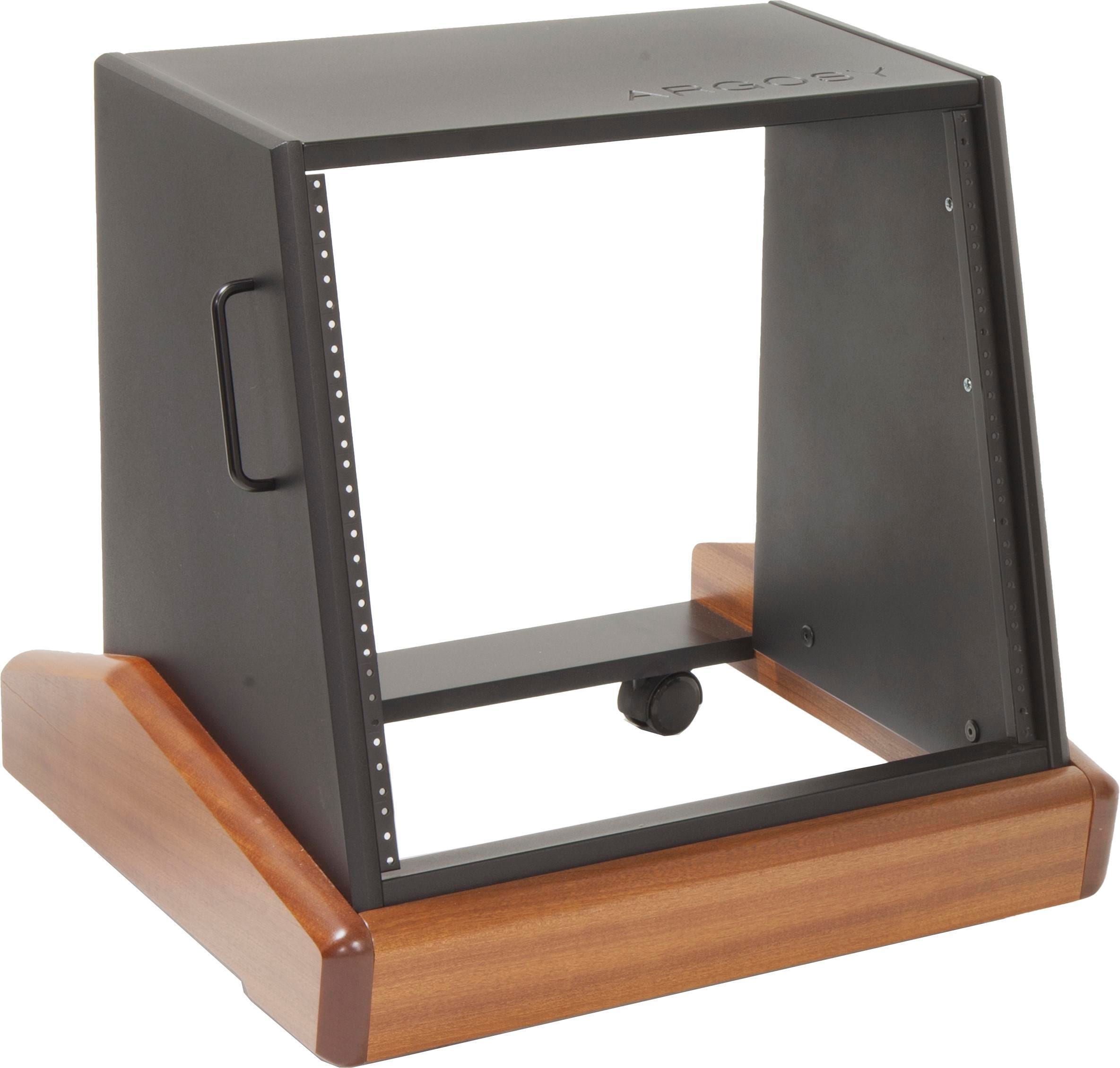 Argosy Rack 'N Roll L10 M - 10U Studio Rack - Black with Solid Mahogany ...
