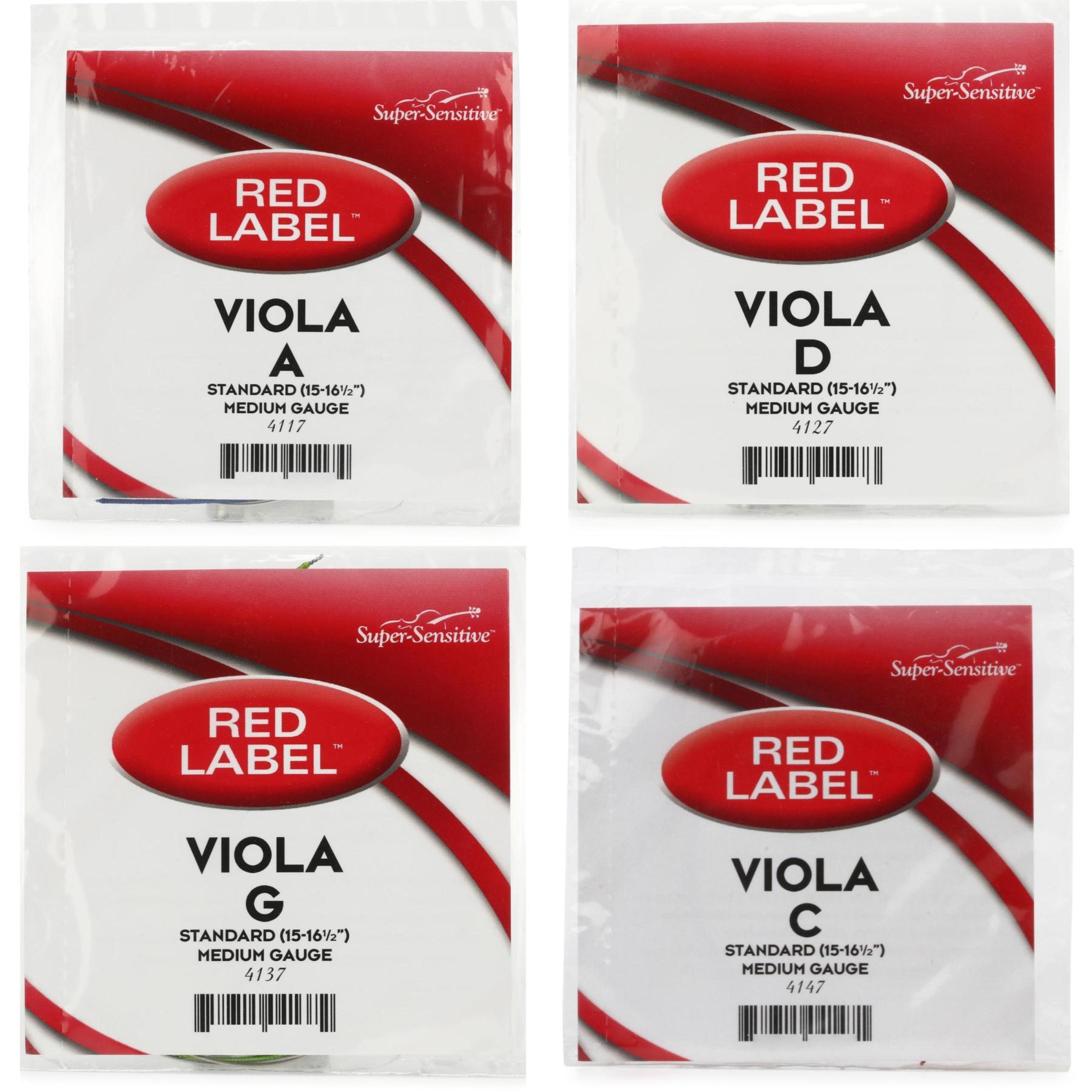 Super-Sensitive 4117 Red Label Viola String Set - 15-16.5 inches ...