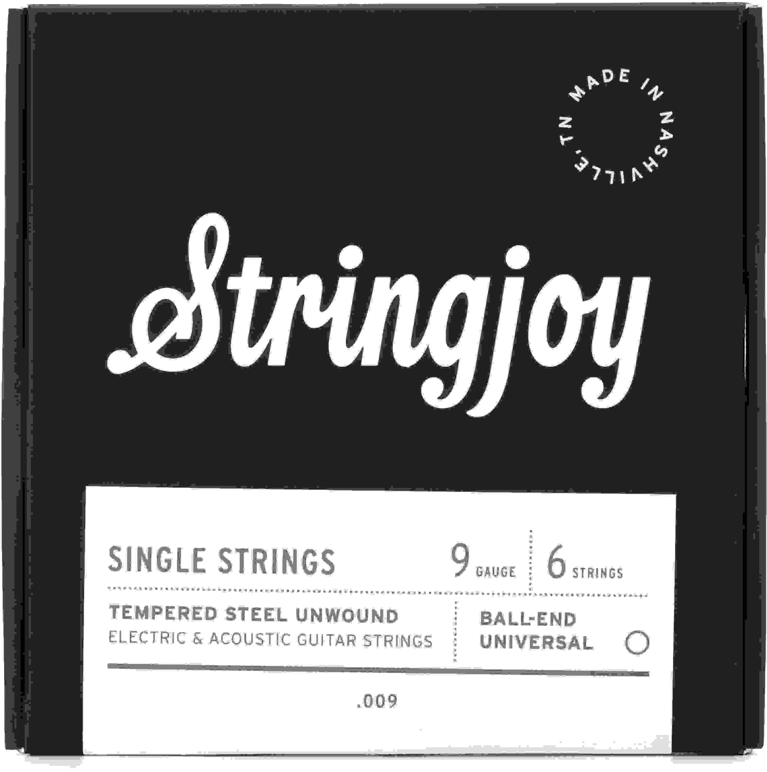 Stringjoy Single Electric or Acoustic Unwound Guitar Strings - .009 (6 ...