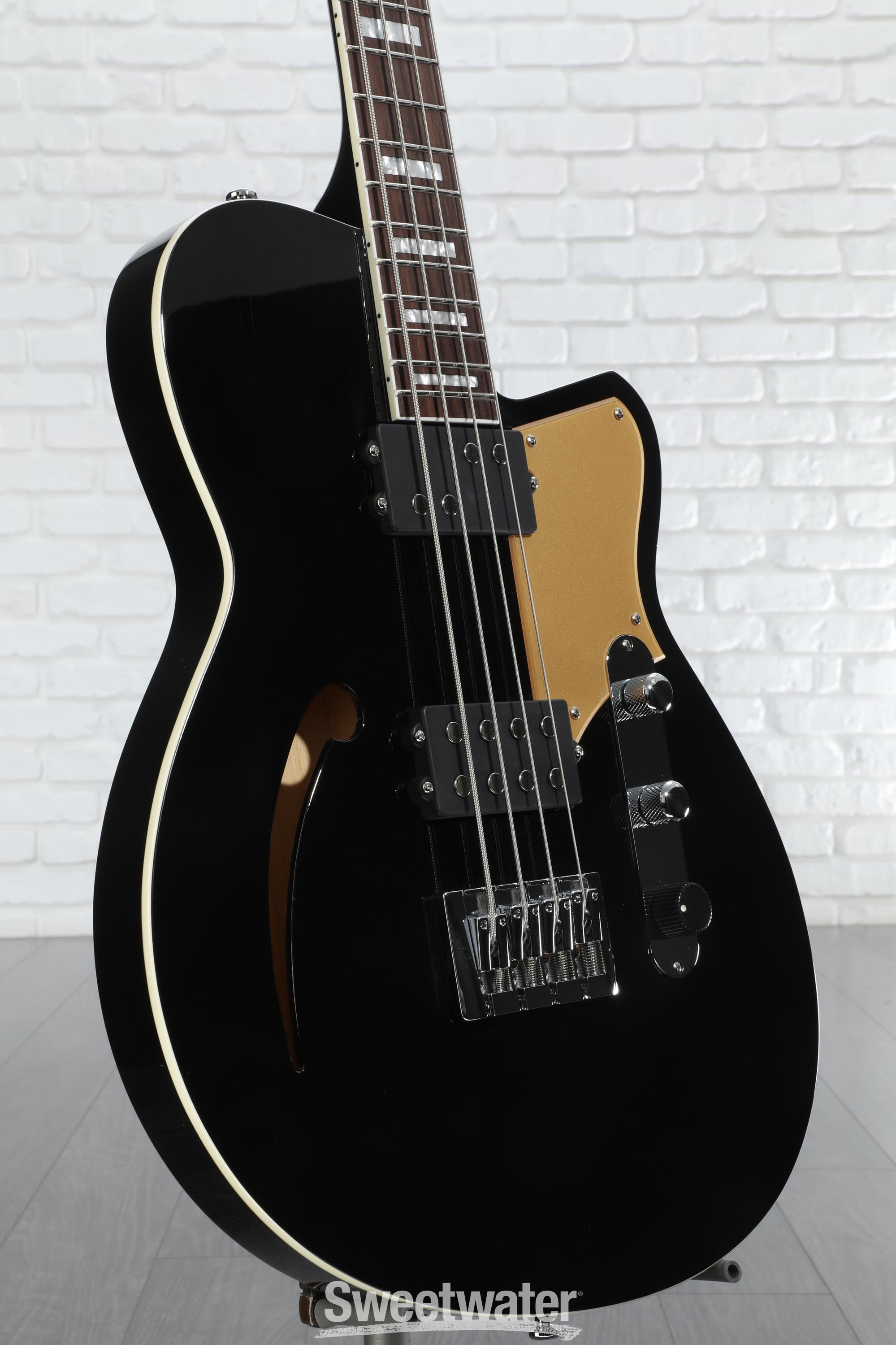 Reverend Dub King Semi Hollowbody Bass Guitar Midnight Black Sweetwater