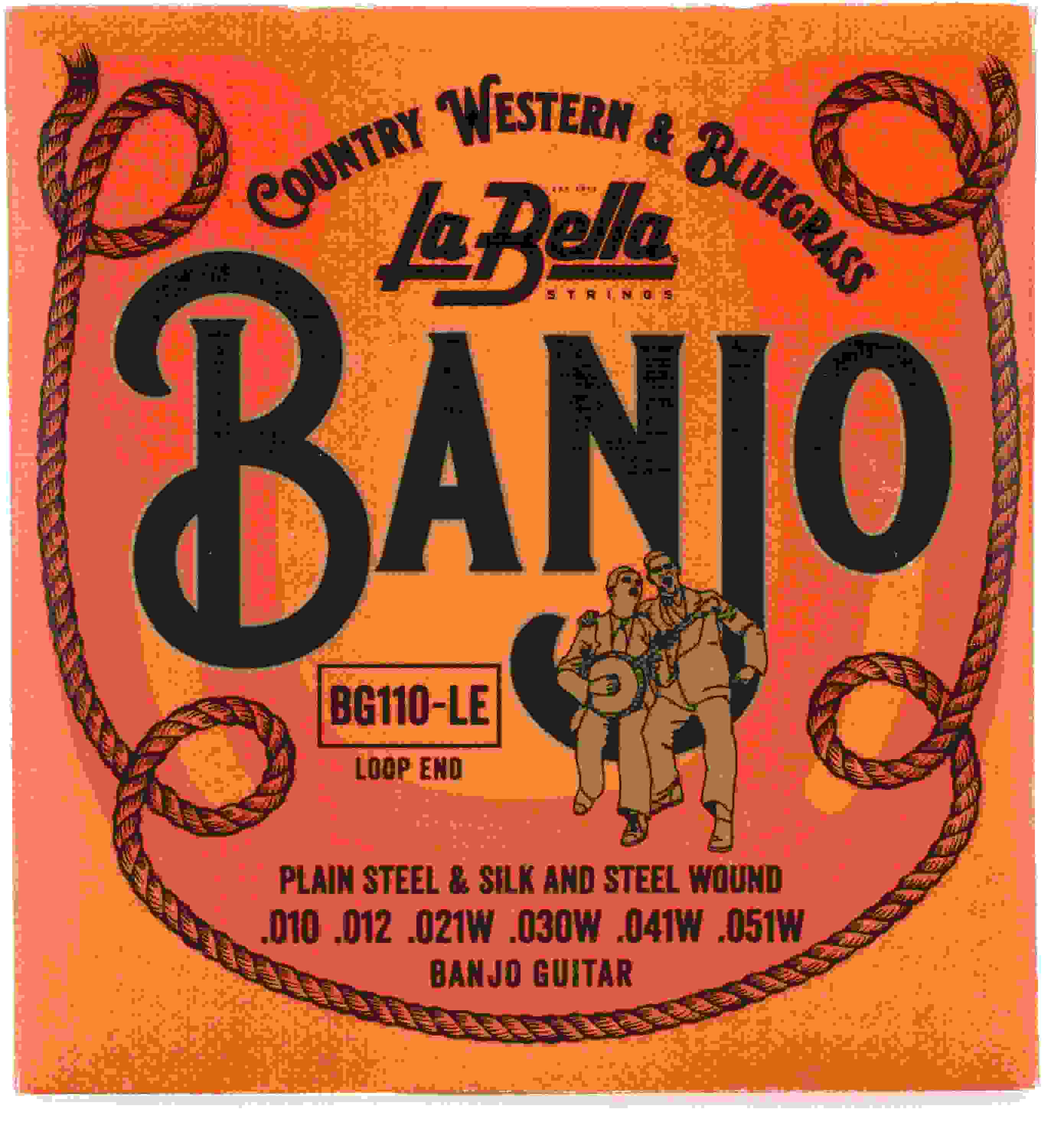 La Bella BG110-LE Silk & Steel Loop End Banjo Guitar Strings - .010 ...