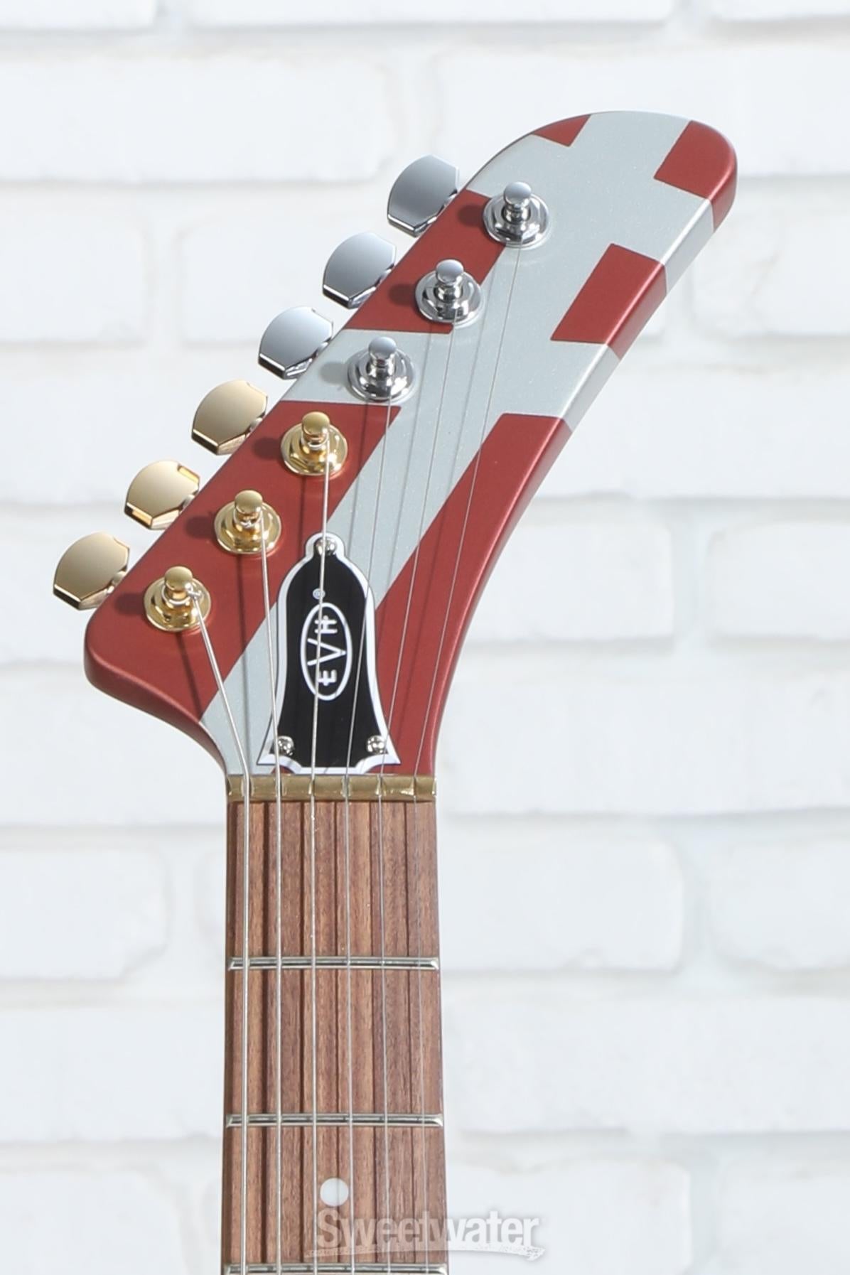EVH Striped Series Shark Electric Guitar - Burgundy Red with Silver ...