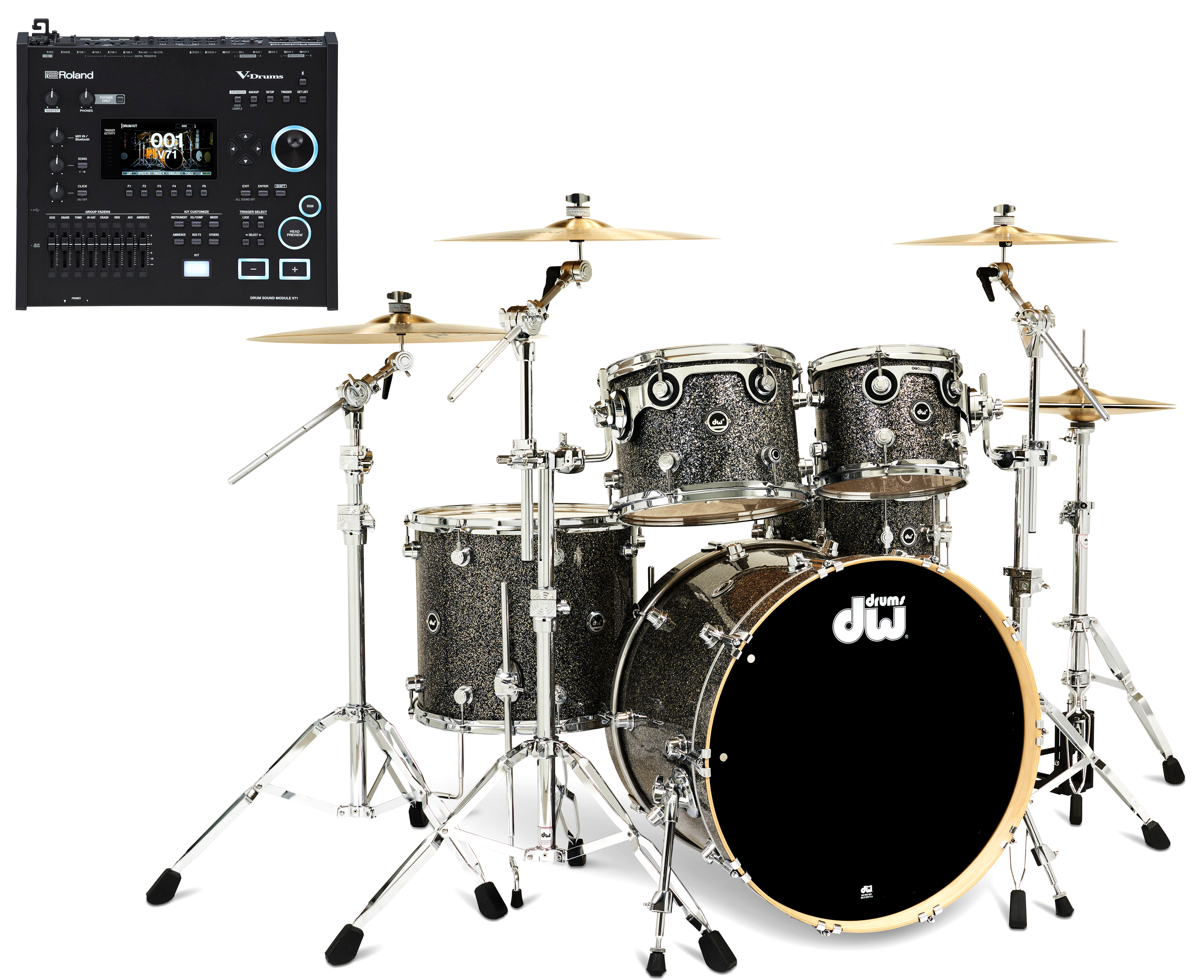 DW DWe 5-piece Shell Pack and Electronic Cymbal Bundle with V71 Sound ...