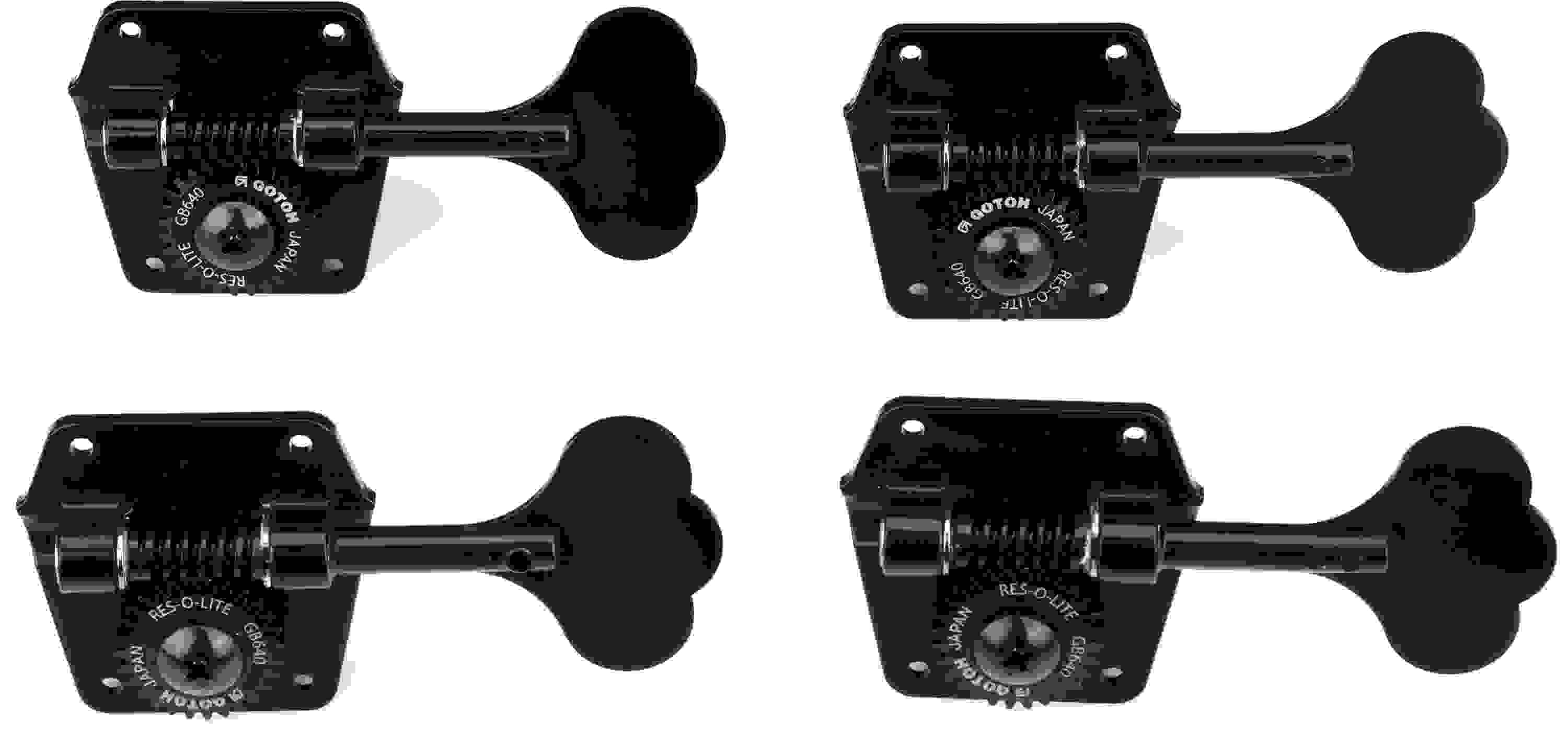Gotoh GB640 Res-o-lite Bass Tuners - 4 In-line Right-handed, Black ...